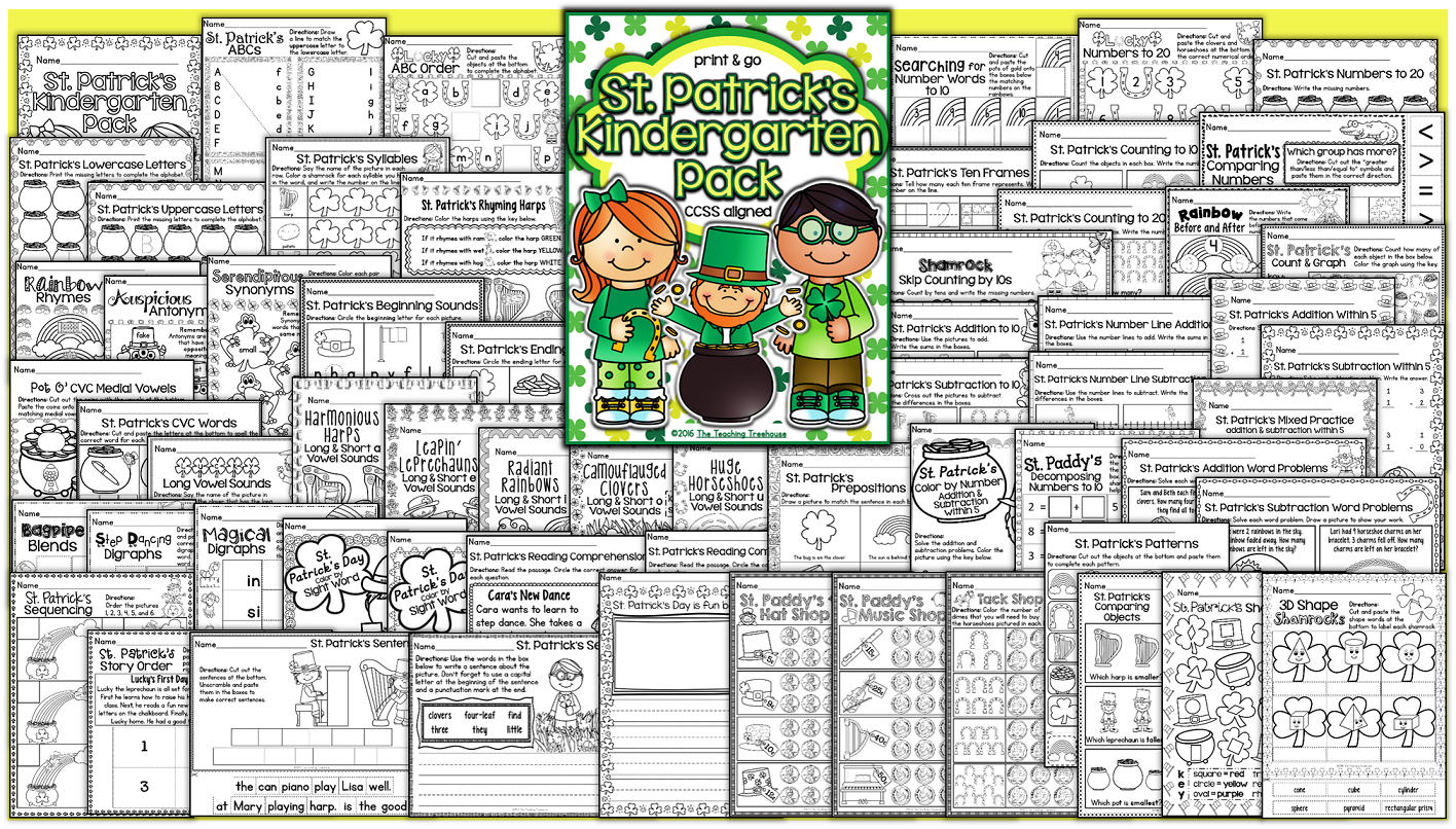 St. Patrick's Kindergarten Pack, No Prep, CCSS Aligned | Made By Teachers