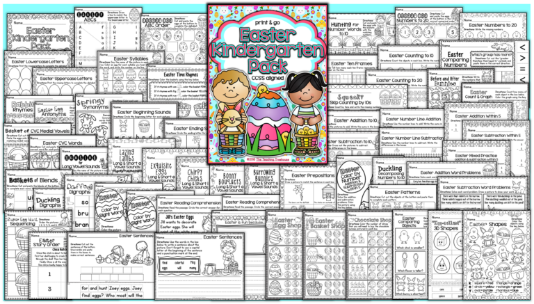 Easter Kindergarten Pack, No Prep, CCSS Aligned - Made By Teachers