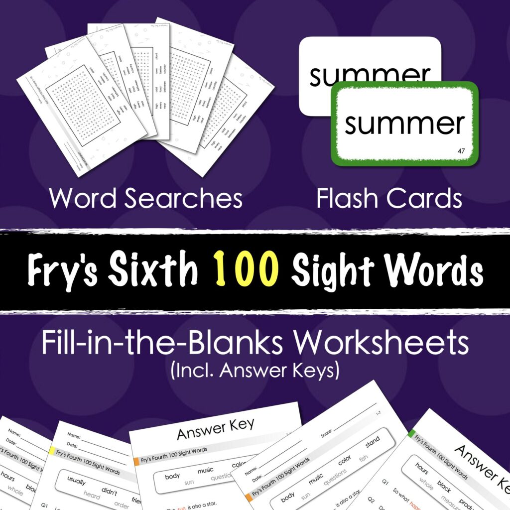 Fry's First 100 Sight Words Fill-in-the-Blanks Worksheets + More ...