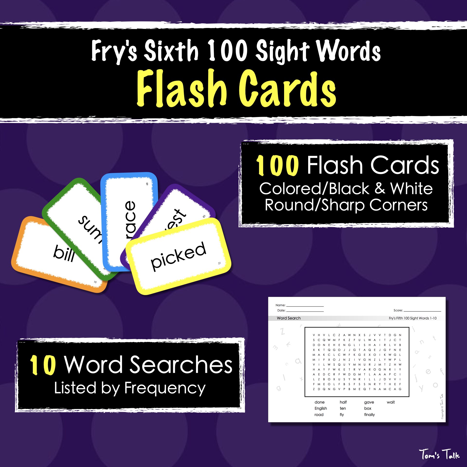 Fry's Sixth 100 Sight Words Fill-in-the-Blanks Worksheets + More ...