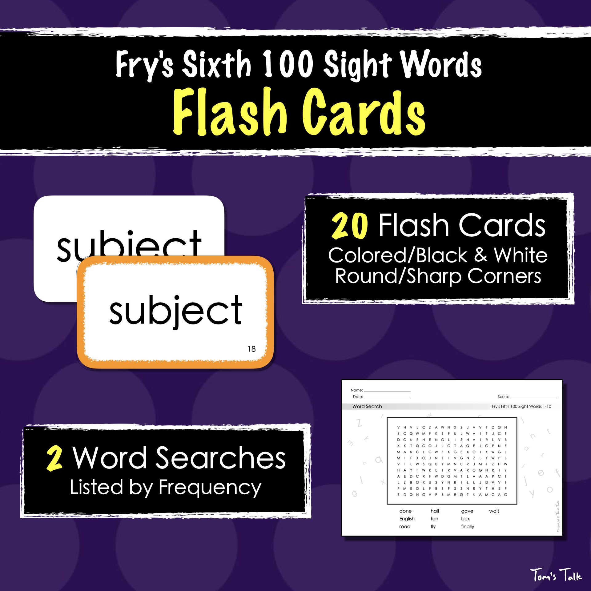 SAMPLE Fry's Sixth 100 Sight Words Fill-in-the-Blanks and More! | Made ...