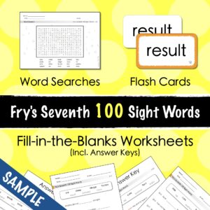 SAMPLE Fry's Seventh 100 Sight Words Fill-in-the-Blanks and More ...