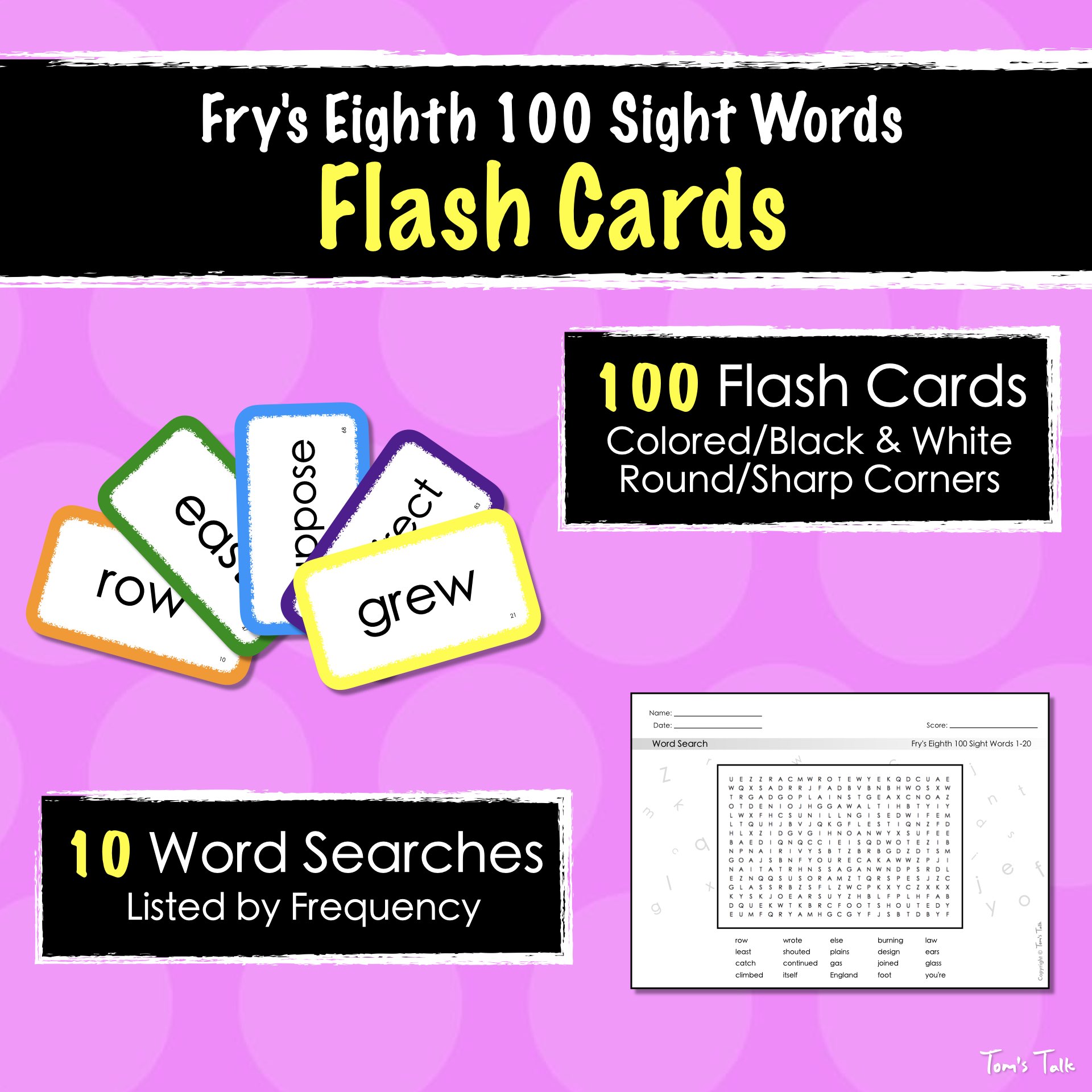 Fry's Eighth 100 Sight Words Fill-in-the-Blanks Worksheets + More ...