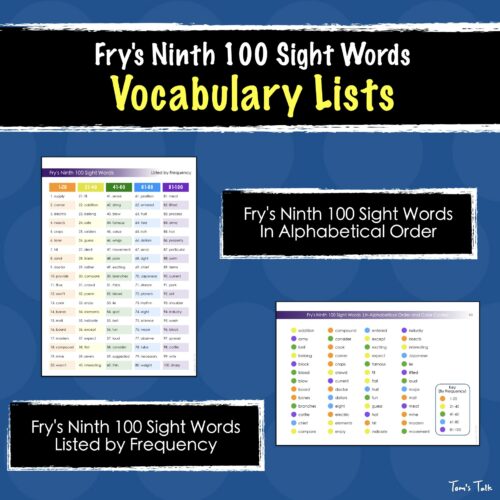 Fry's Ninth 100 Sight Words Fill-in-the-Blanks Worksheets + More ...