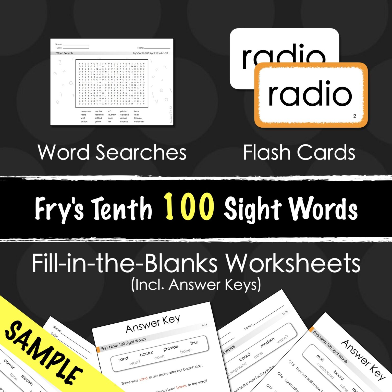 Fry's Second 100 Sight Words Fill-in-the-Blanks Worksheets + More ...