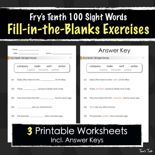 SAMPLE Fry s Tenth 100 Sight Words Fill in the Blanks And More Made sample-fry-s-tenth-100-sight-words-fill-in-the-blanks-and-more-made