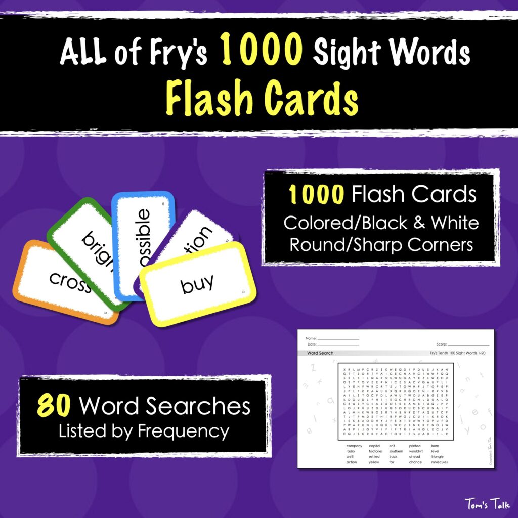 All of Fry's 1000 Sight Words Fill-in-the-Blanks Worksheets + More ...