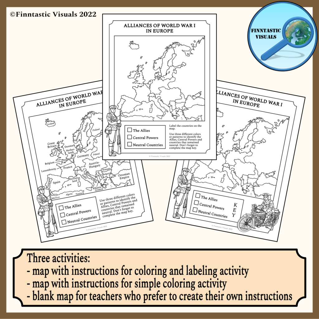World War I Alliances in Europe Map Coloring Activities - Made By Teachers