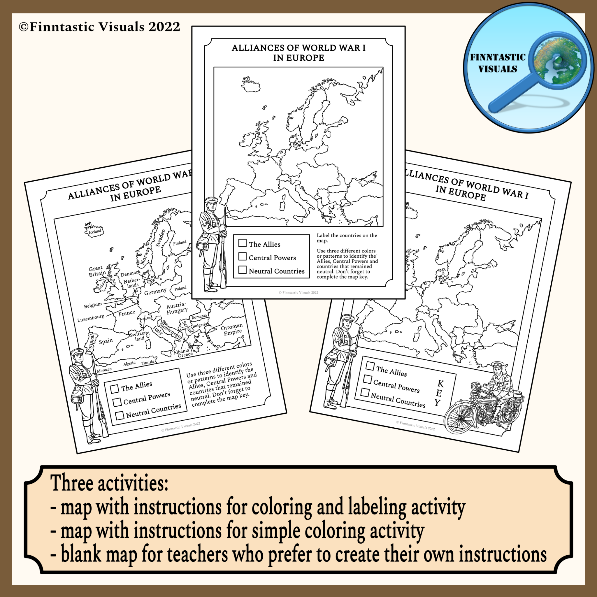 World War I Alliances in Europe Map Coloring Activities | Made By Teachers