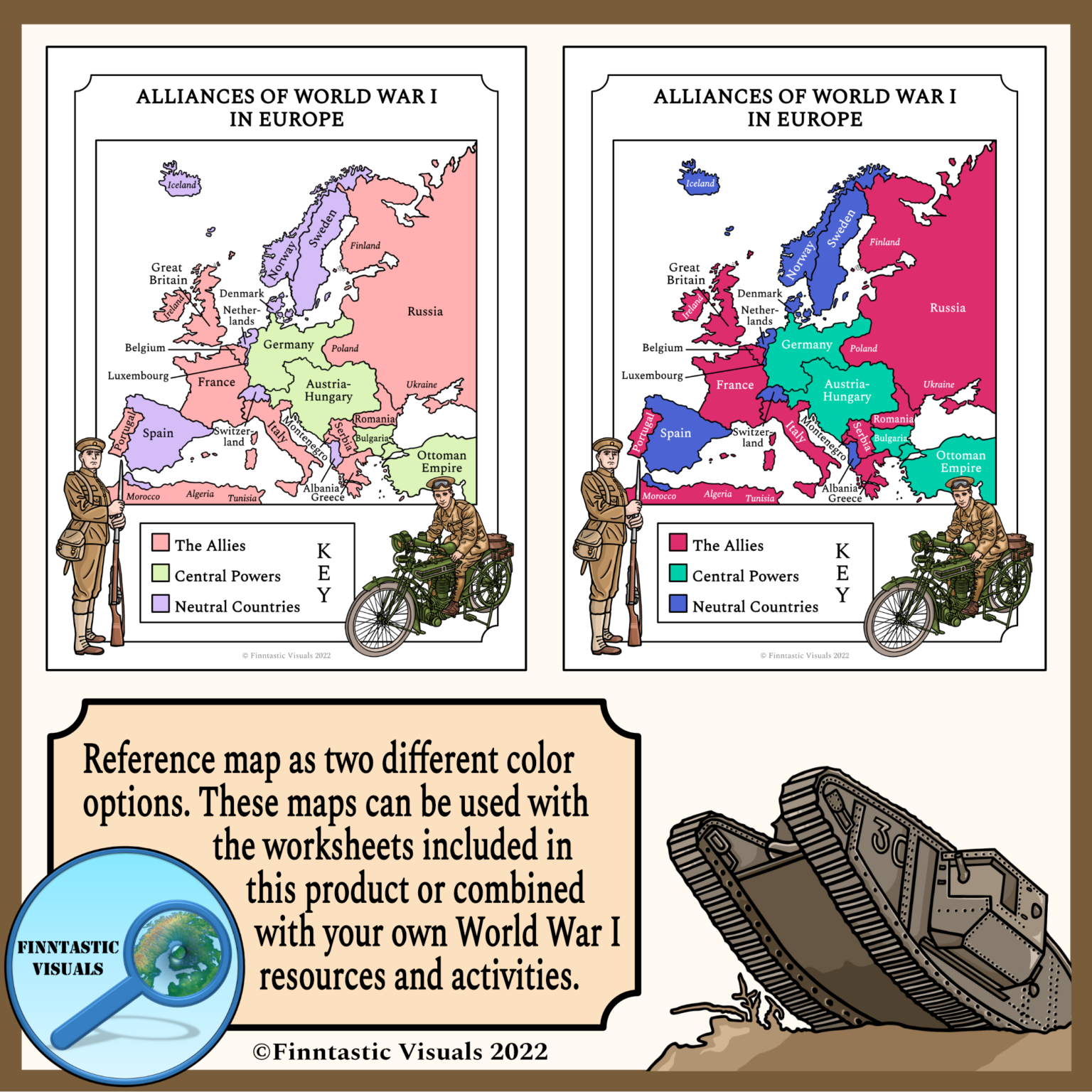 World War I Alliances in Europe Map Coloring Activities - Made By Teachers