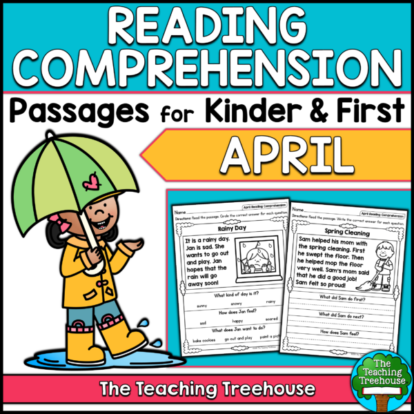 April Reading Comprehension Passages for Kindergarten and First Grade ...