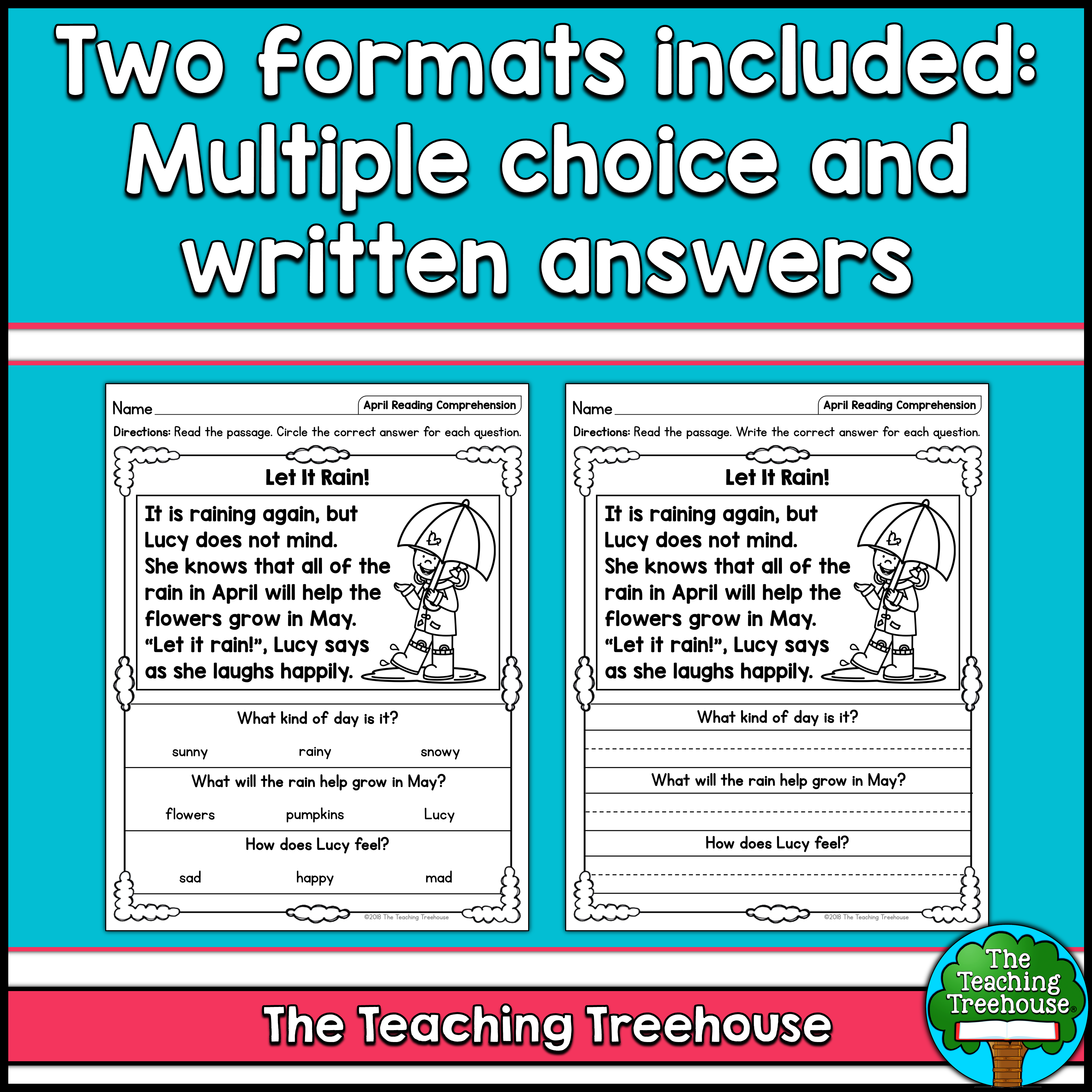 April Reading Comprehension Passages for Kindergarten and First Grade ...