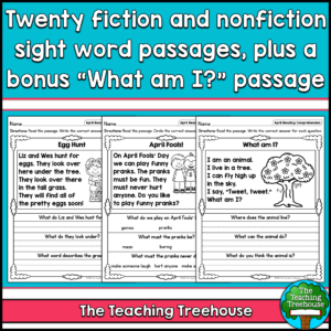 April Reading Comprehension Passages for Kindergarten and First Grade ...