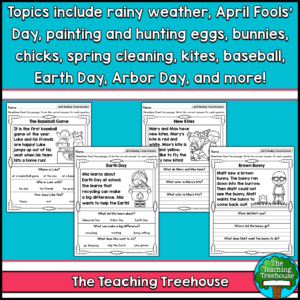 April Reading Comprehension Passages for Kindergarten and First Grade ...