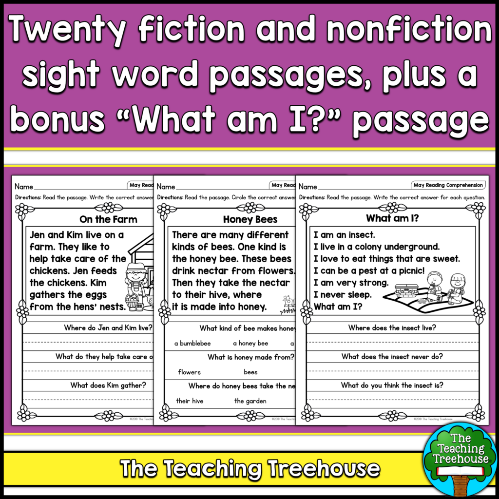 May Reading Comprehension Passages for Kindergarten and First Grade ...