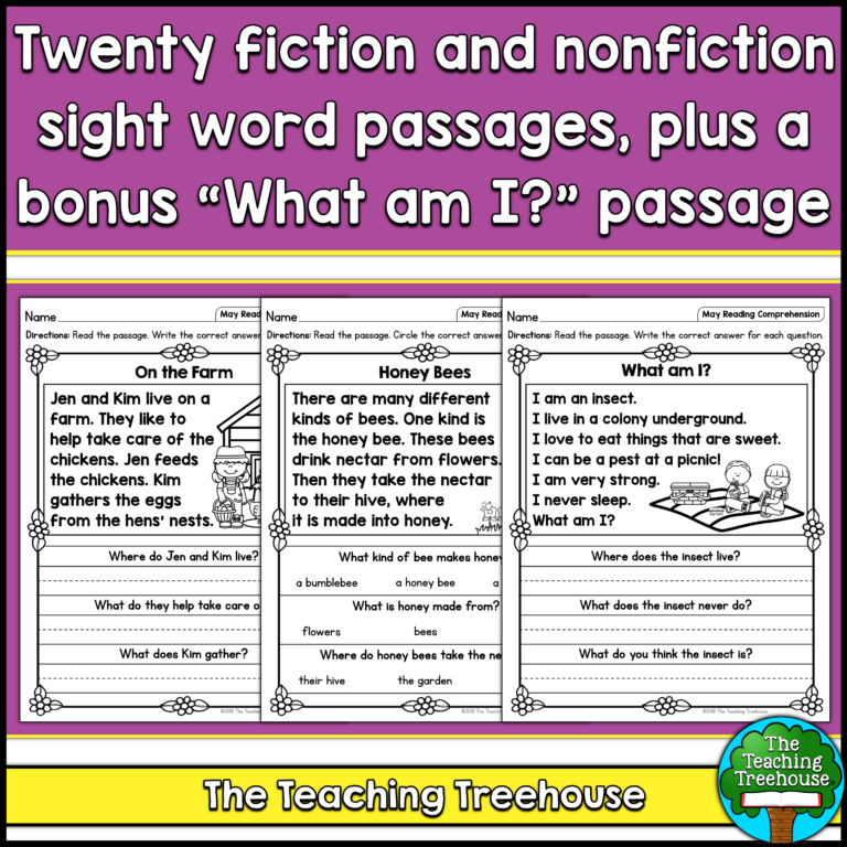 May Reading Comprehension Passages for Kindergarten and First Grade ...