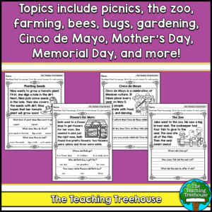 May Reading Comprehension Passages for Kindergarten and First Grade ...