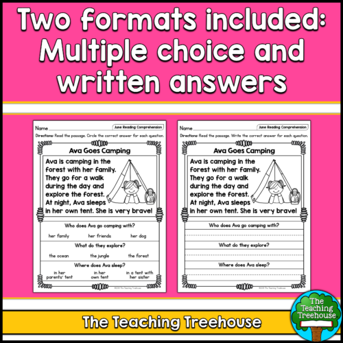 June Reading Comprehension Passages for Kindergarten and First Grade ...