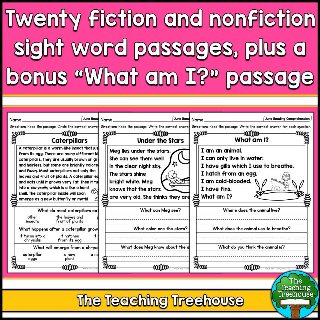 June Reading Comprehension Passages for Kindergarten and First Grade ...