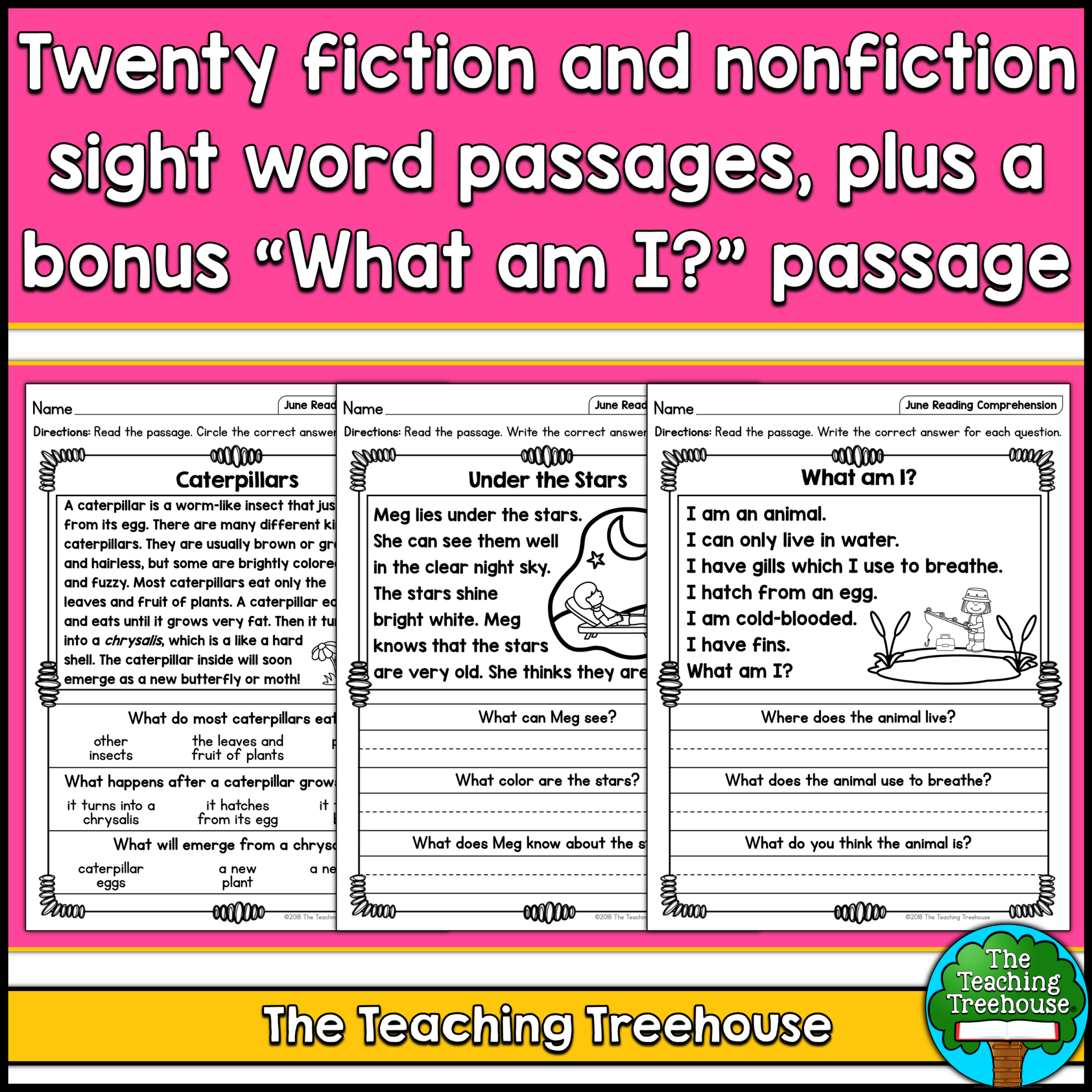 June Reading Comprehension Passages for Kindergarten and First Grade ...