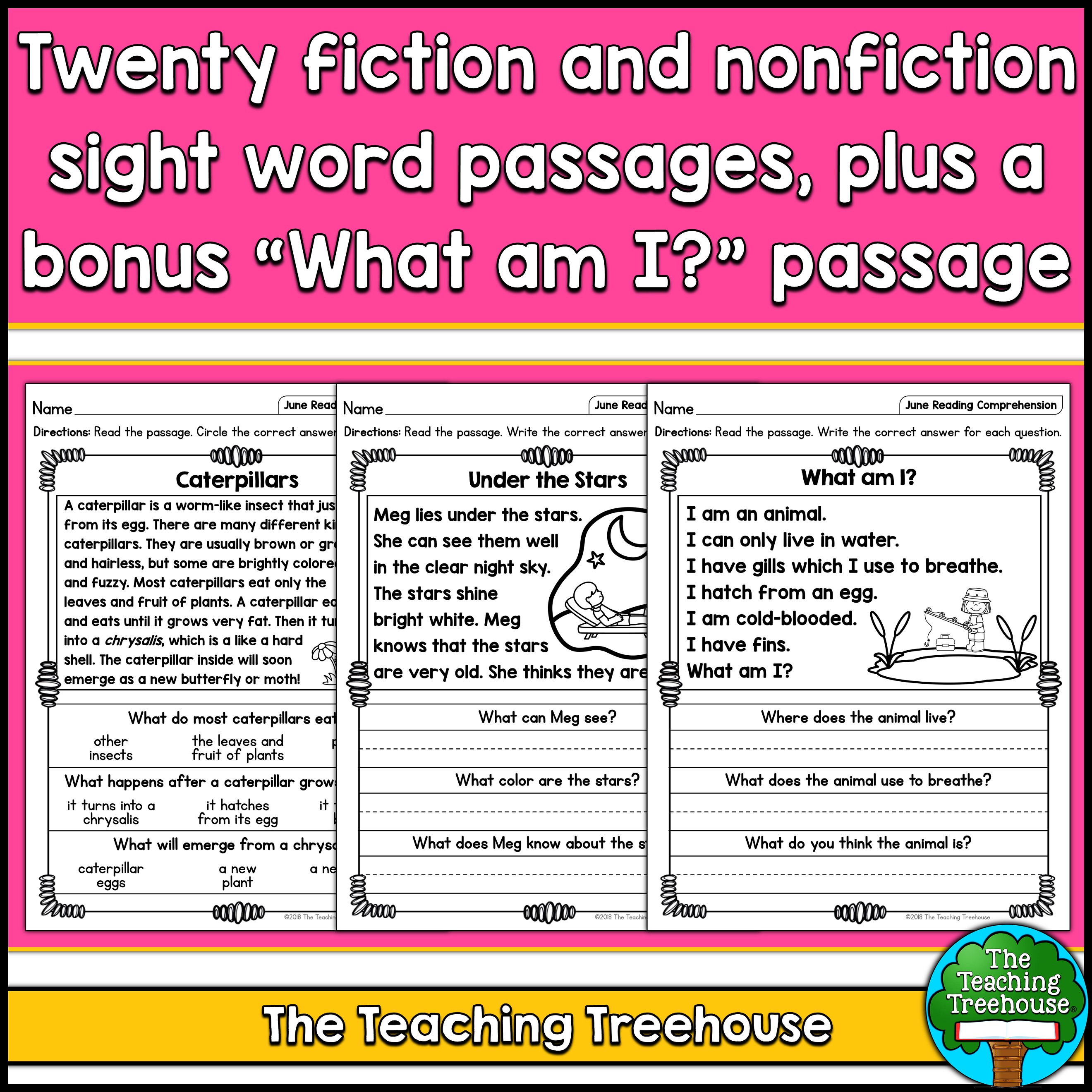 June Reading Comprehension Passages for Kindergarten and First Grade ...