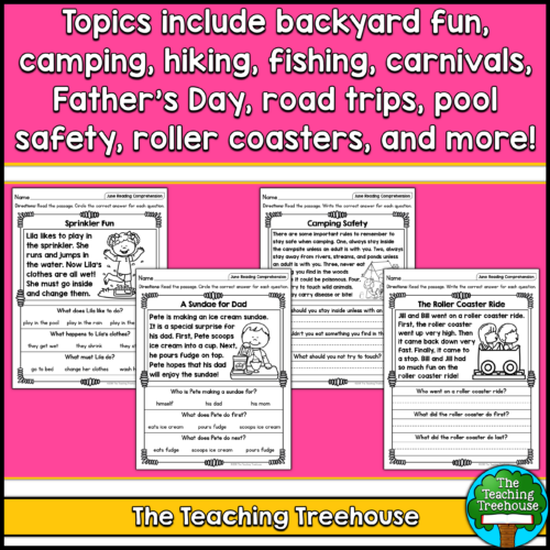 June Reading Comprehension Passages for Kindergarten and First Grade ...
