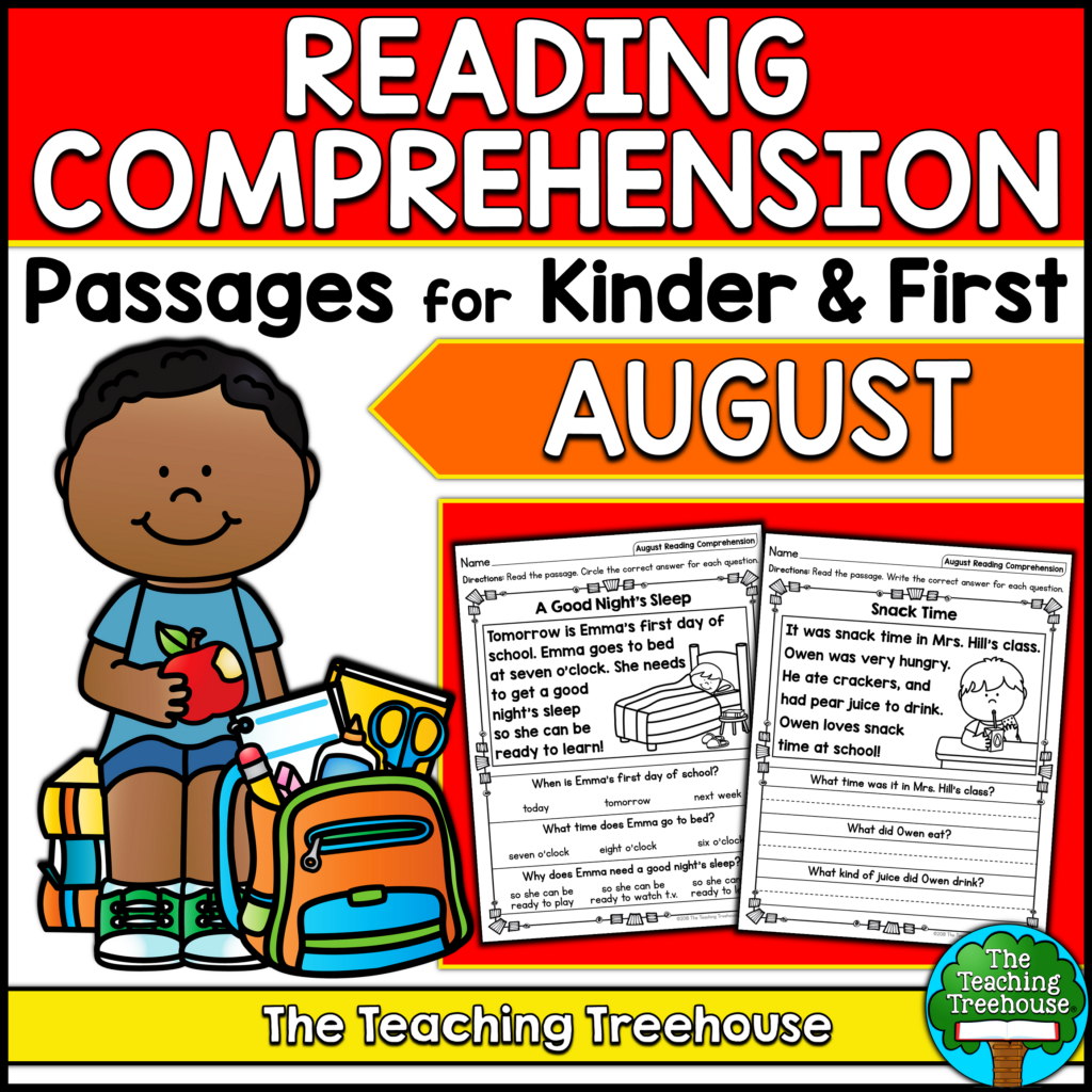 August Reading Comprehension Passages for Kindergarten and First Grade ...