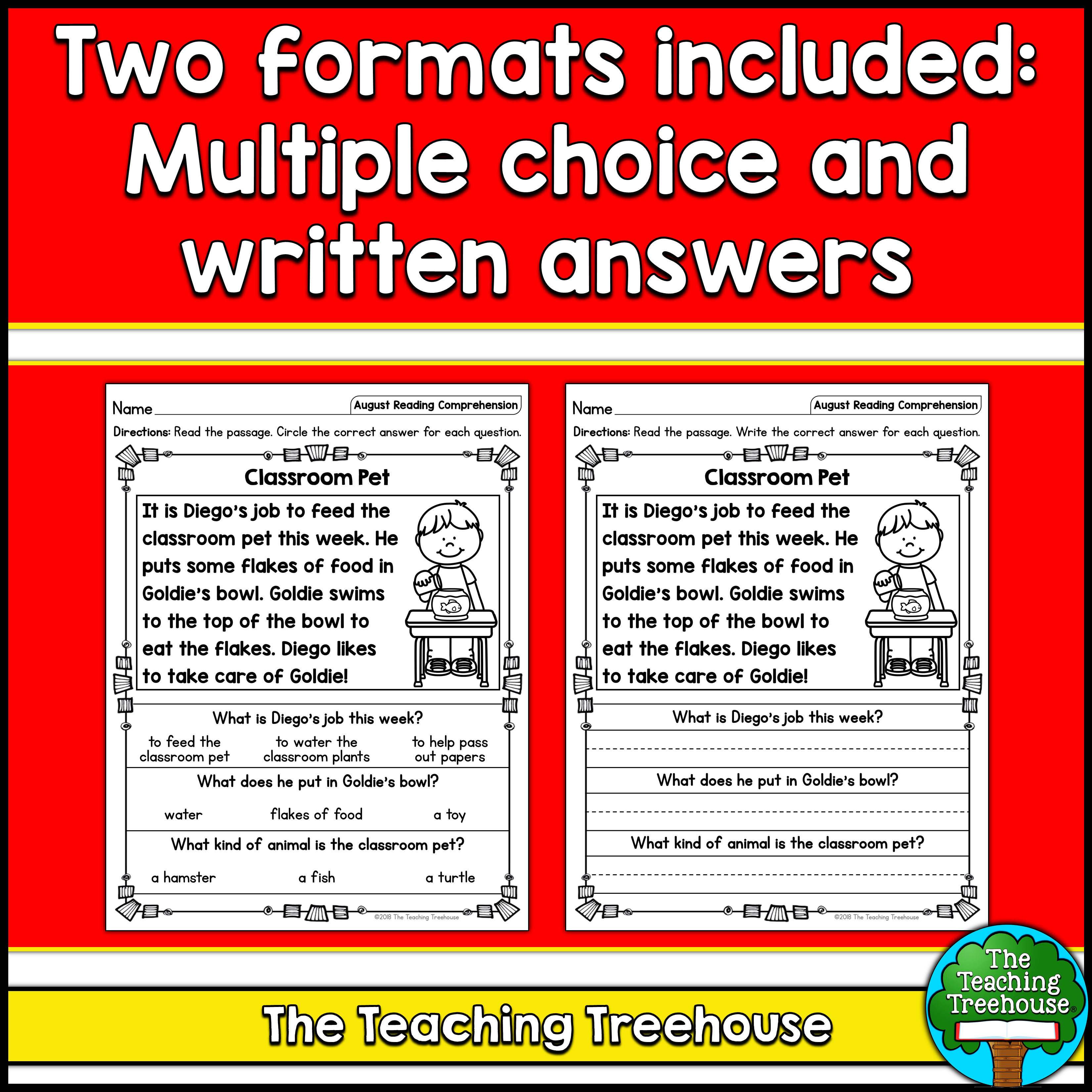 August Reading Comprehension Passages for Kindergarten and First Grade ...