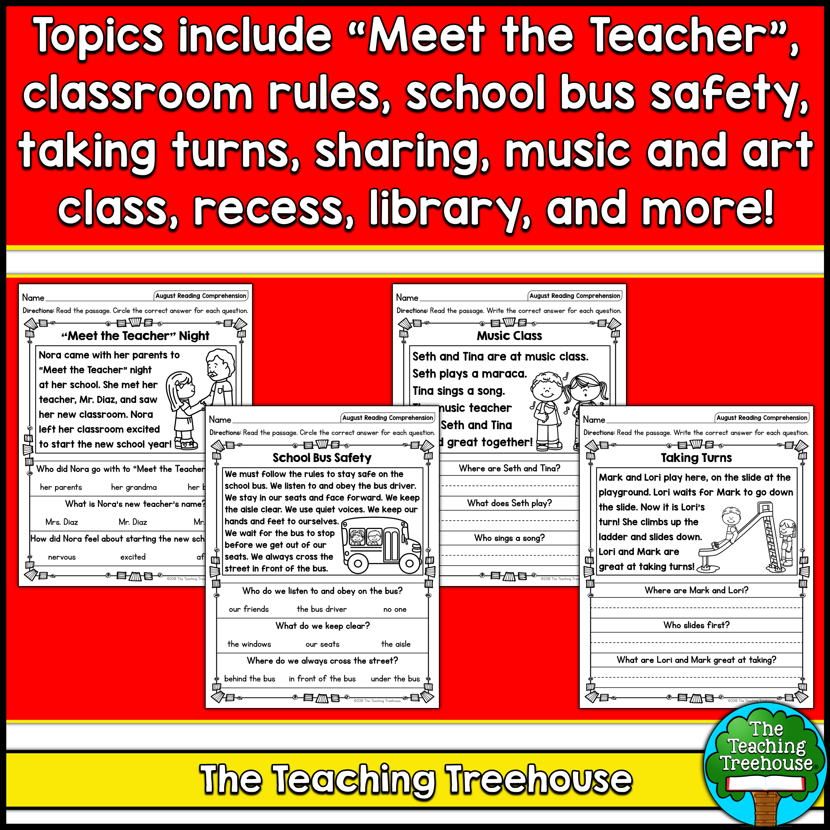 August Reading Comprehension Passages for Kindergarten and First Grade ...