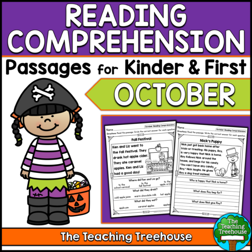 October Reading Comprehension Passages for Kindergarten and First Grade ...