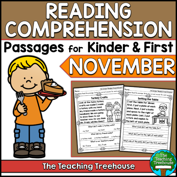 November Reading Comprehension Passages for Kindergarten and First ...