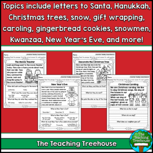 December Reading Comprehension Passages for Kindergarten and First ...
