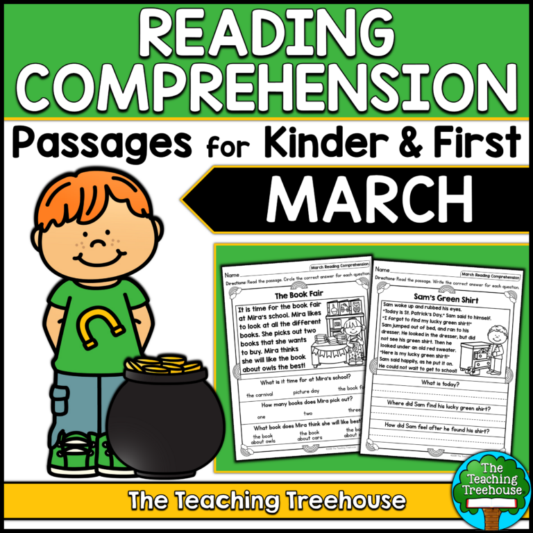 March Reading Comprehension Passages for Kindergarten and First Grade ...
