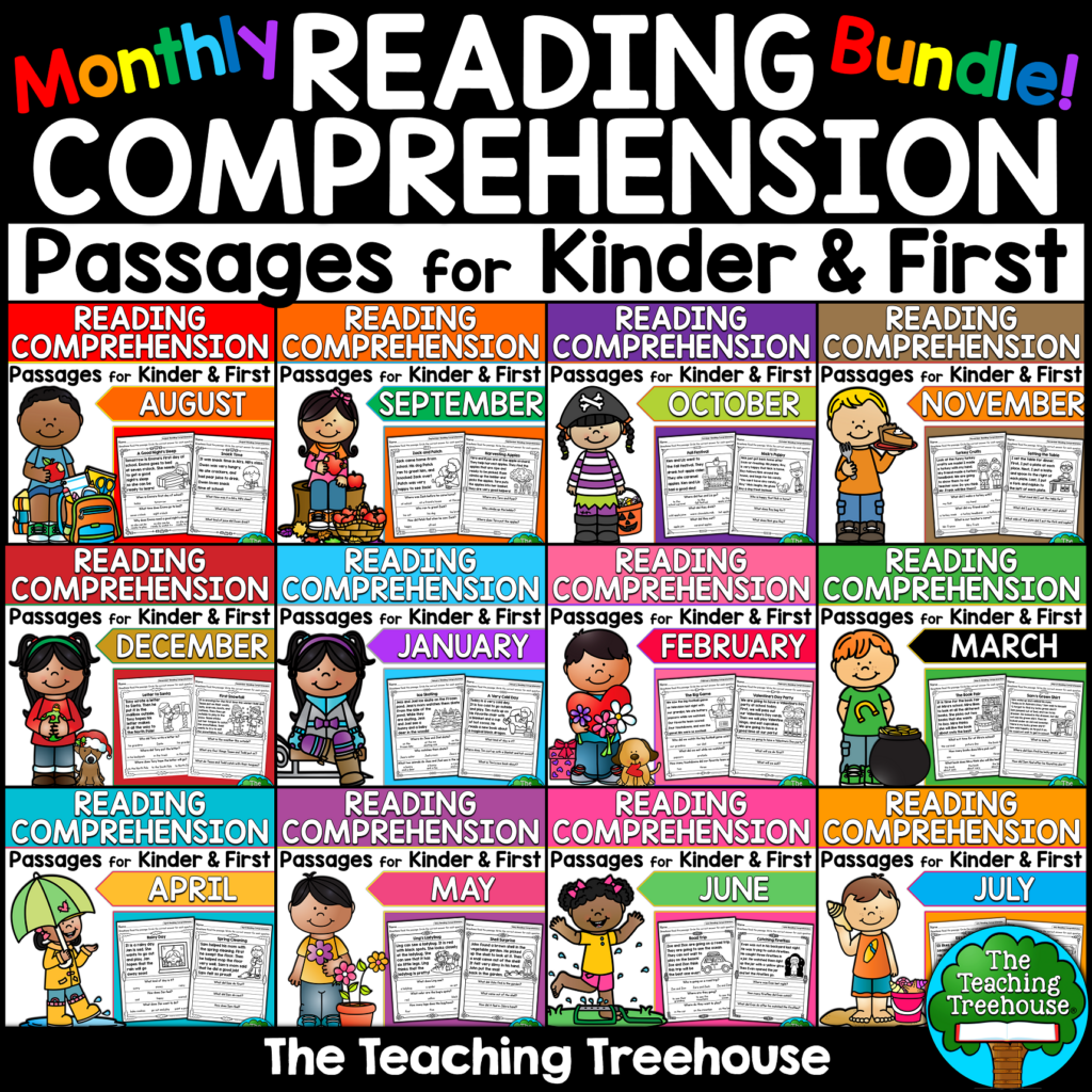Monthly Reading Comprehension Passages for Kindergarten and First ...