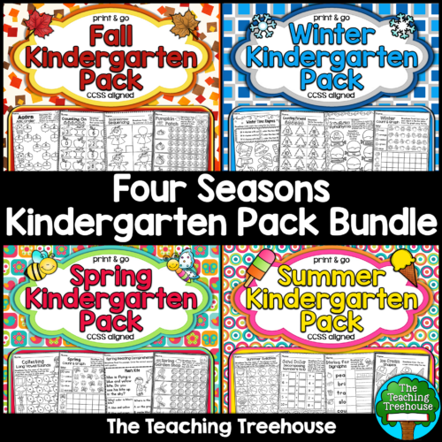 Four Seasons Kindergarten Pack Bundle, No Prep, CCSS Aligned | Made By ...