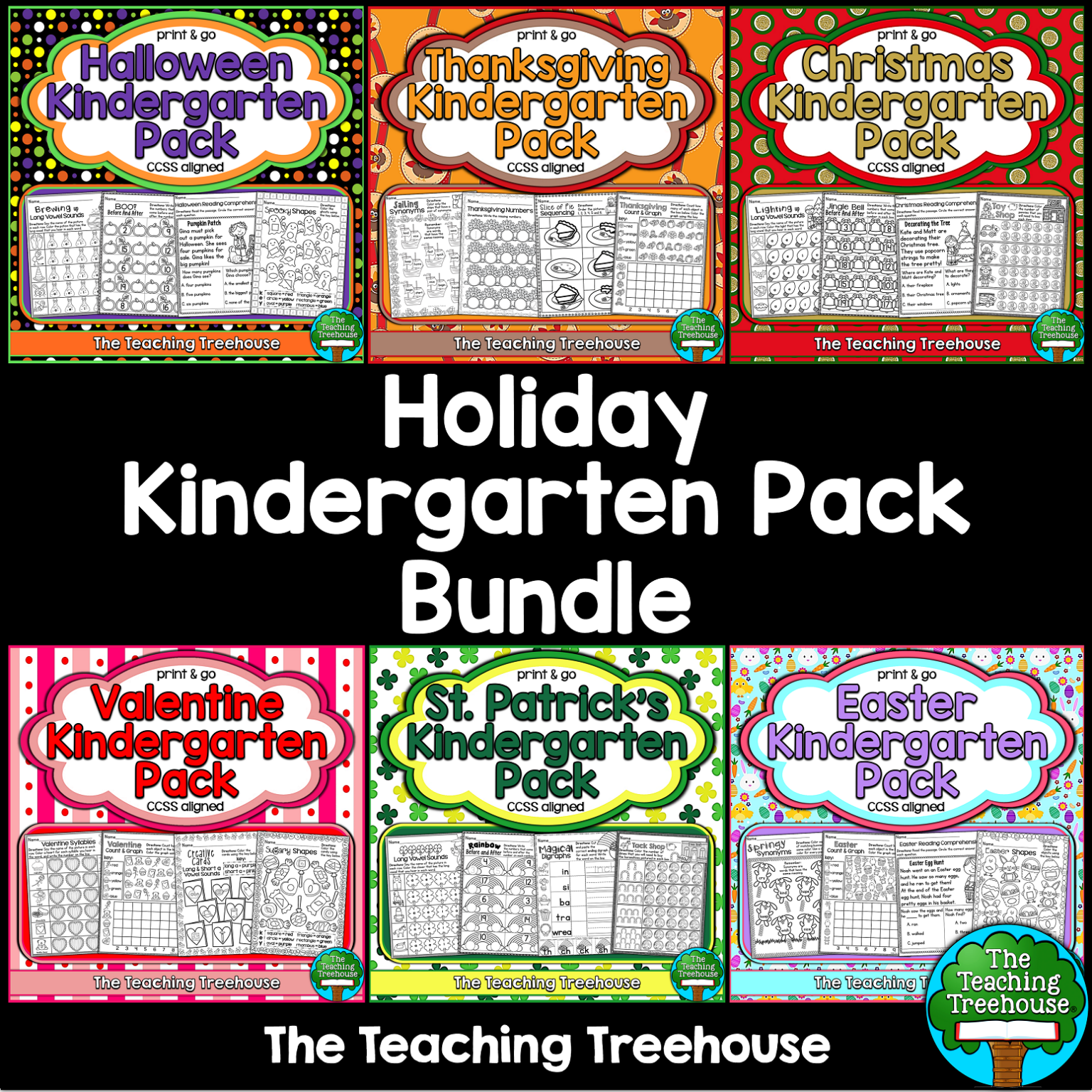 Thanksgiving Kindergarten Pack, No Prep, CCSS Aligned - Made By Teachers