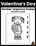 Valentine’s Day B&W Number Sequence Puzzles - Made By Teachers