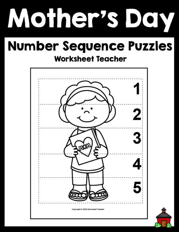 Mother’s Day B&W Number Sequence Puzzles - Made By Teachers