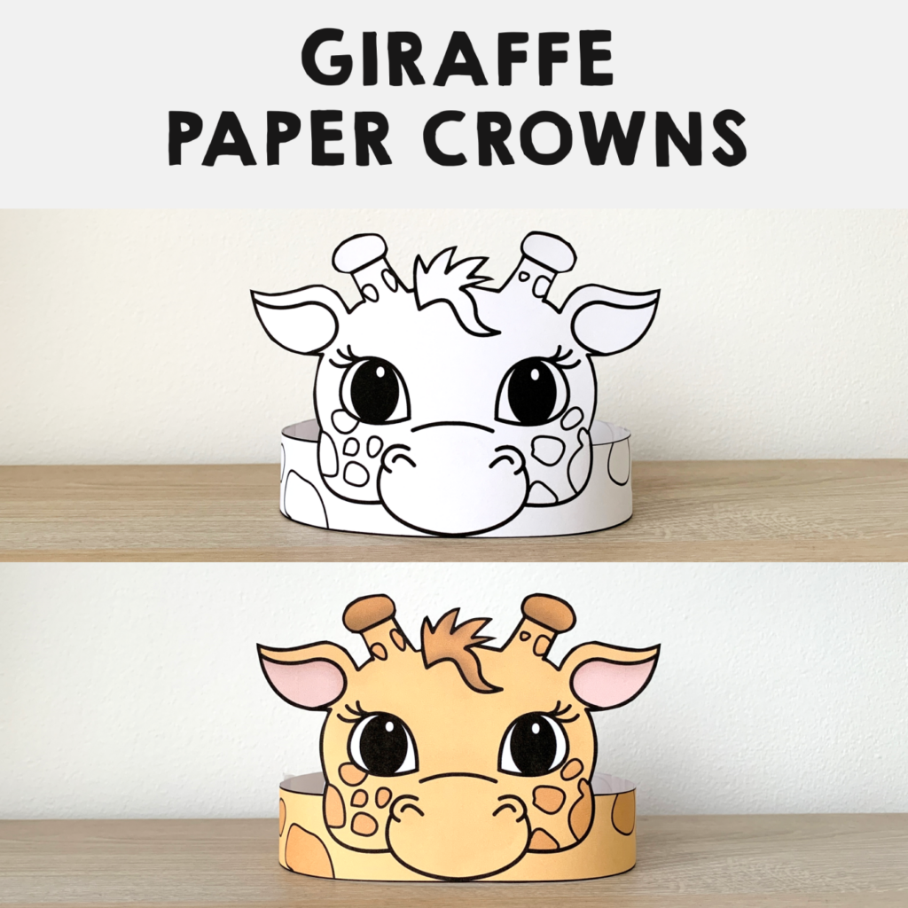 Giraffe Paper Crowns Printable Africa Animal Coloring Craft | Made By ...