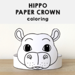Hippo Paper Crown Printable Africa Animal Coloring Craft | Made By Teachers