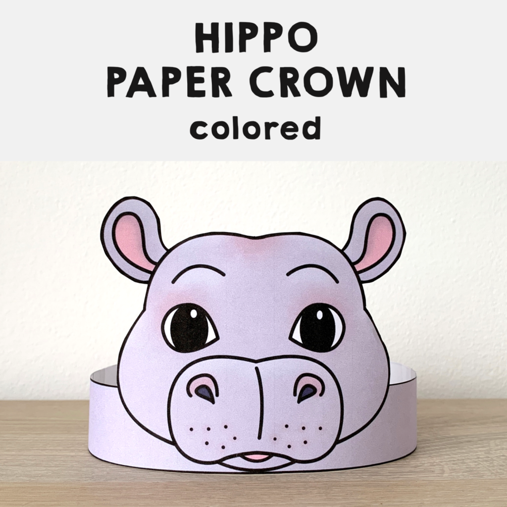 Hippo Paper Crown Printable Africa Animal Costume Craft | Made By Teachers