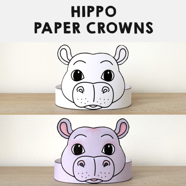 Hippo Paper Crowns Printable Africa Animal Coloring Craft | Made By ...
