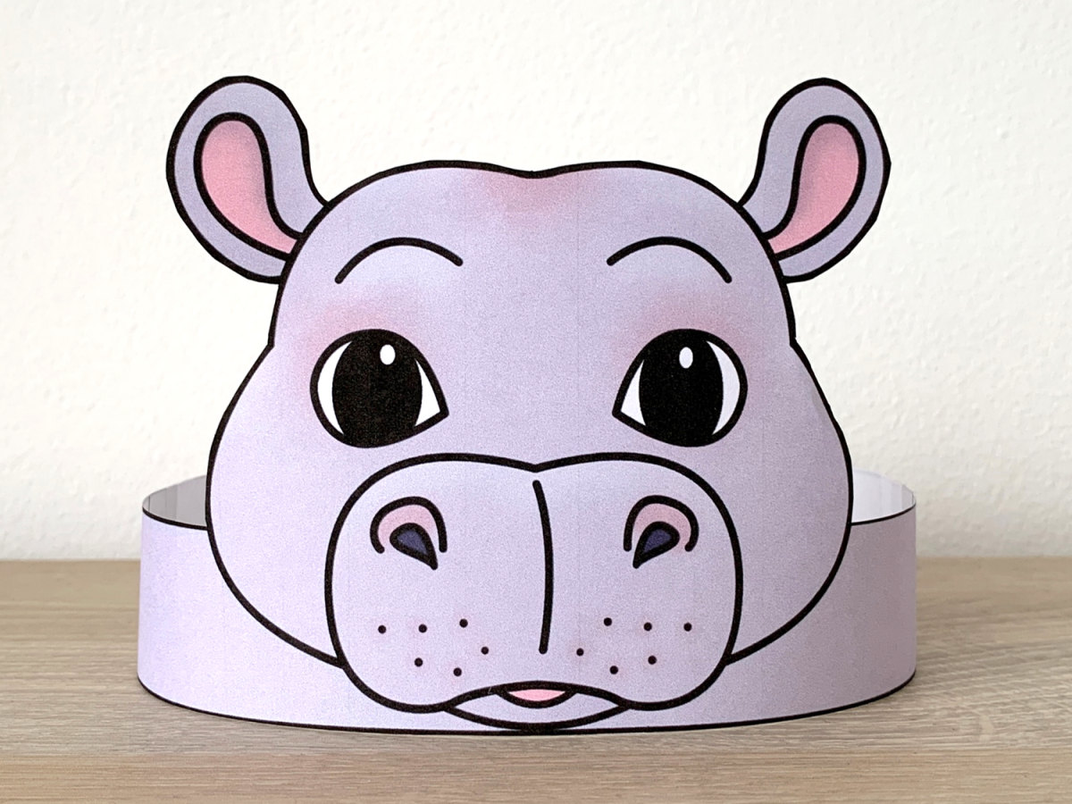 Hippo Paper Crowns Printable Africa Animal Coloring Craft | Made By ...
