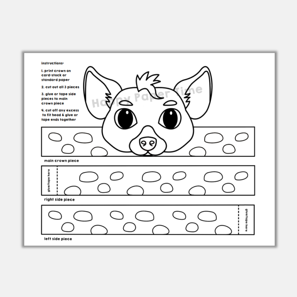 Hyena Paper Crown Printable Africa Animal Coloring Craft | Made By Teachers