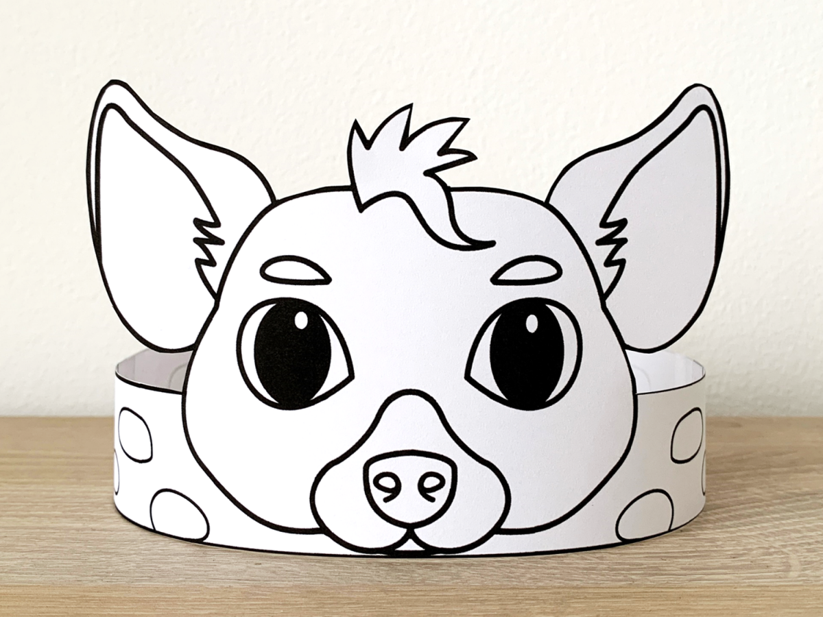 Hyena Paper Crown Printable Africa Animal Coloring Craft | Made By Teachers