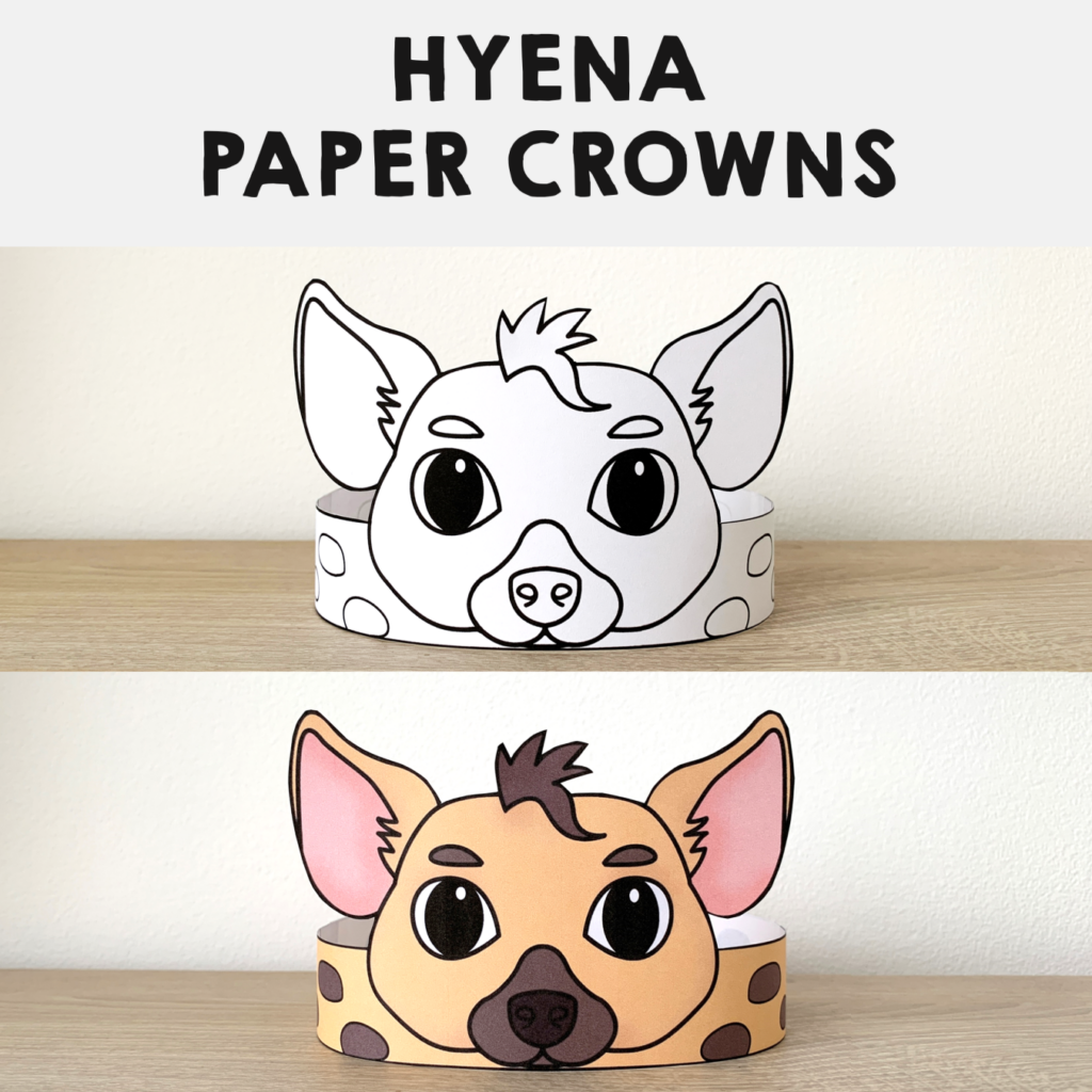 Hyena Paper Crowns Printable Africa Animal Coloring Craft | Made By ...