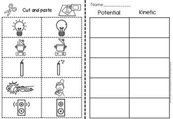 kinetic and potential energy cut and paste - Made By Teachers
