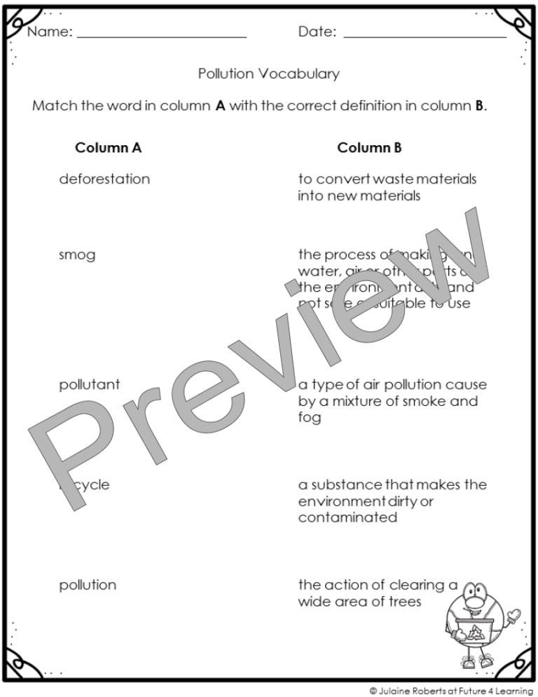Pollution Worksheets Water Air Land Noise - Made By Teachers