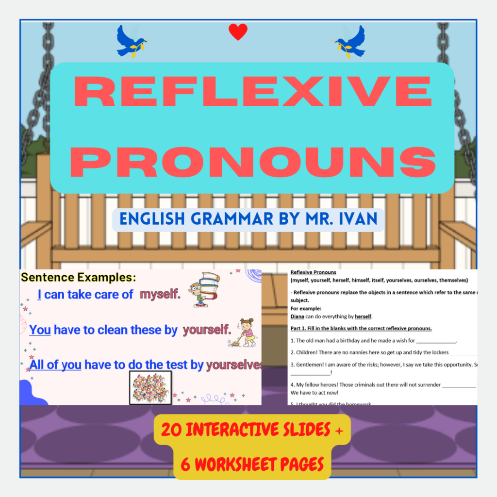 Reflexive Pronouns for Power Point Slides and PDF Worksheets - Made By ...