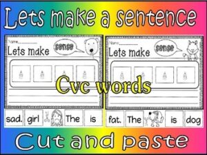 CVC Cut and glue sentences- distance learning | Made By Teachers